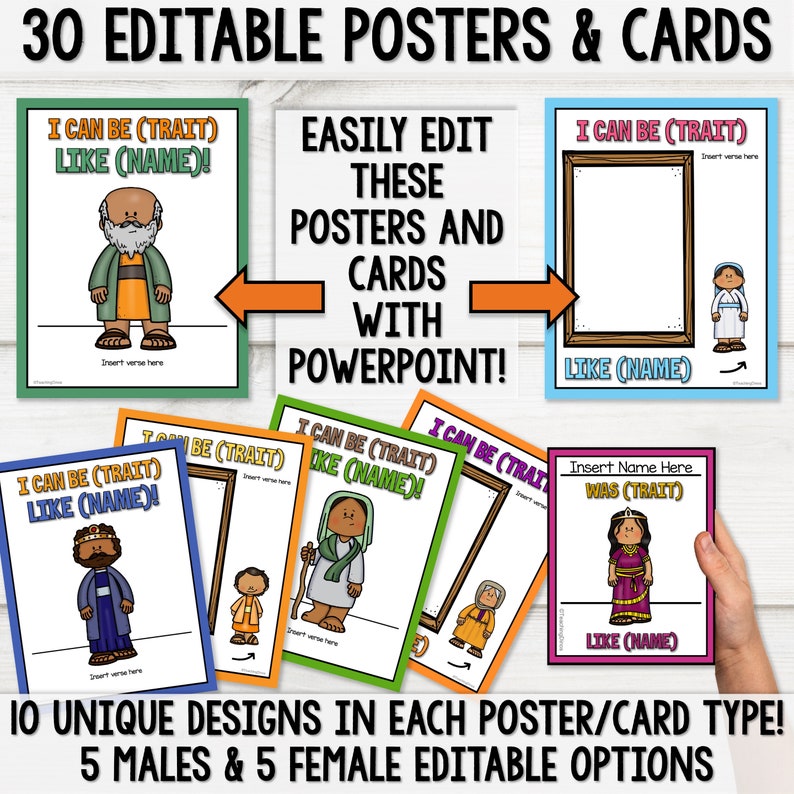 Biblical Character Trait Posters With Bible Verses | Classroom Bulletin ...