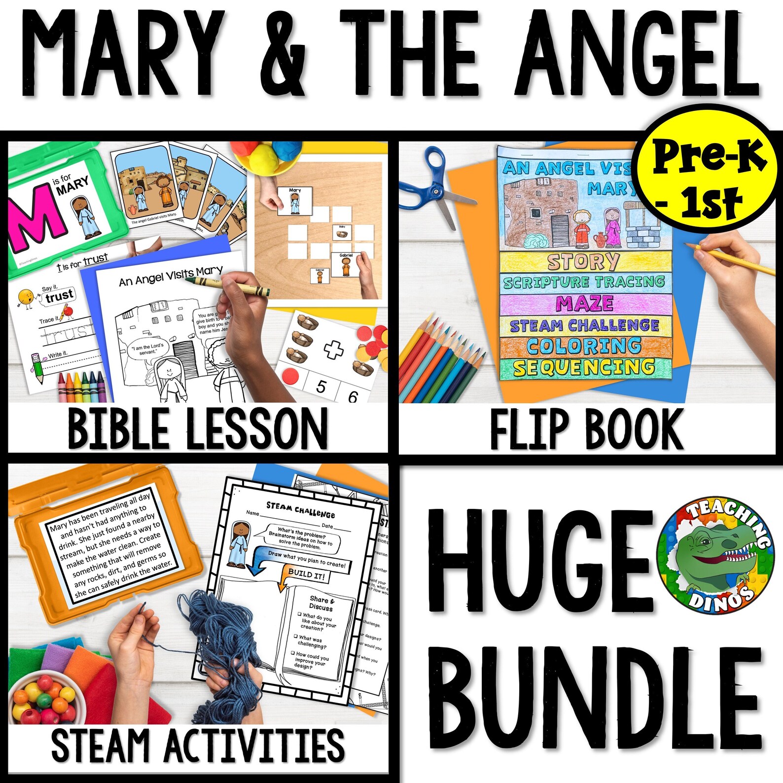 Mary and the Angel Bible Story BUNDLE | Christmas Sunday School Lesson ...