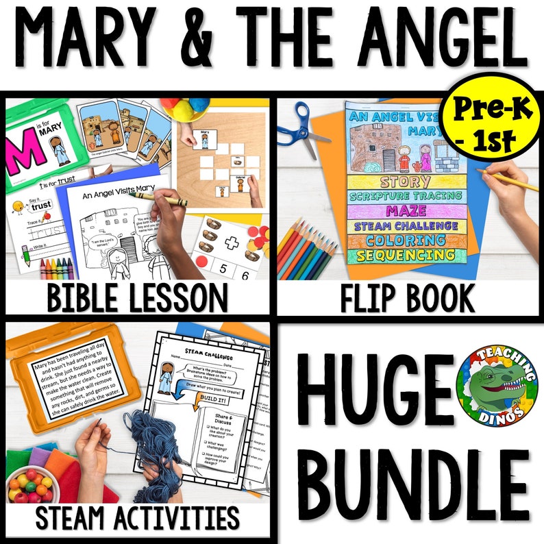 Mary and the Angel Bible Story BUNDLE Sunday School Bible Lesson Craft ...