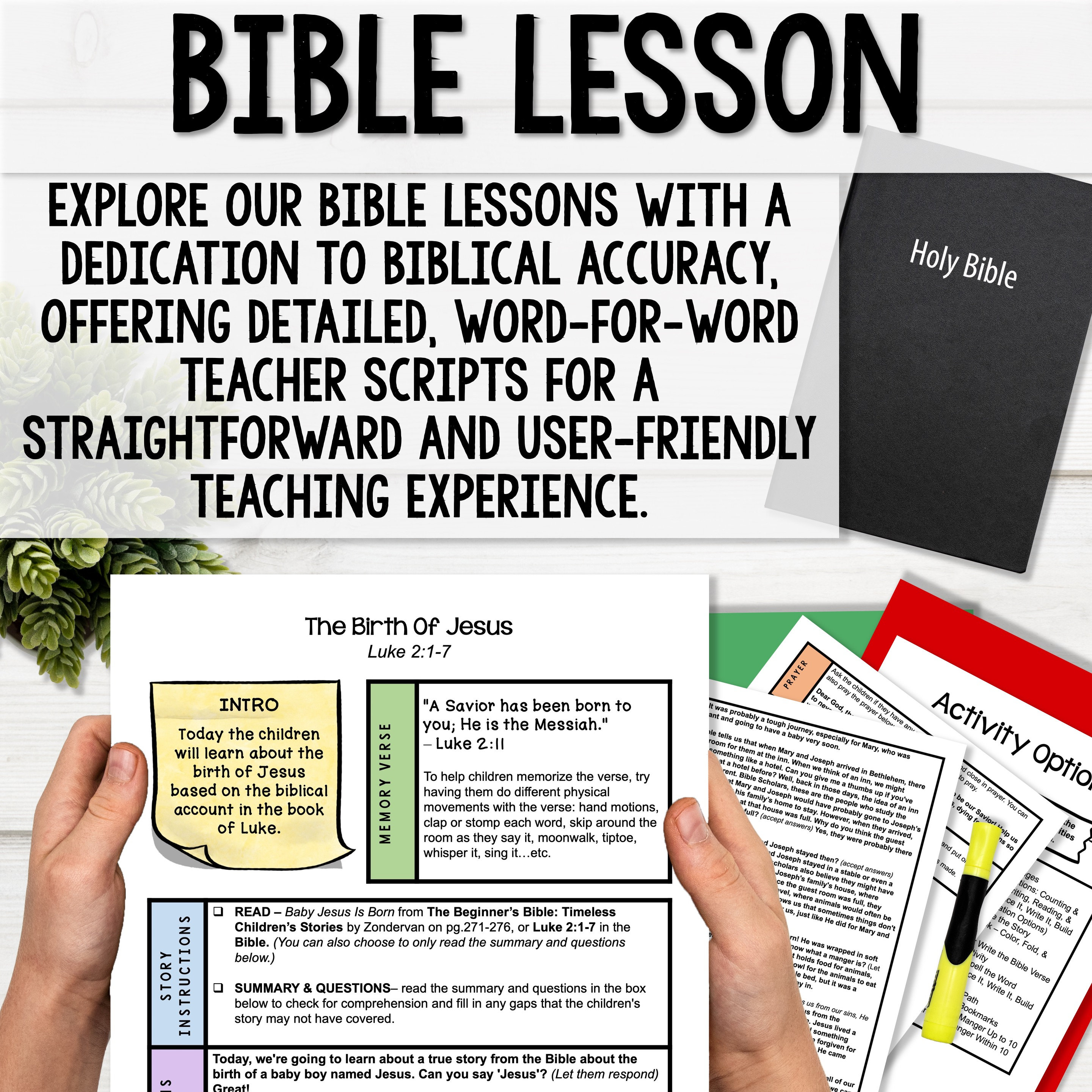 Birth of Jesus Bible Lesson Nativity Sunday School Bible Story ...