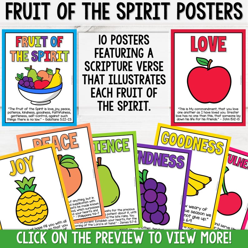 Fruit of the Spirit Posters With Bible Verses | Classroom Bulletin ...