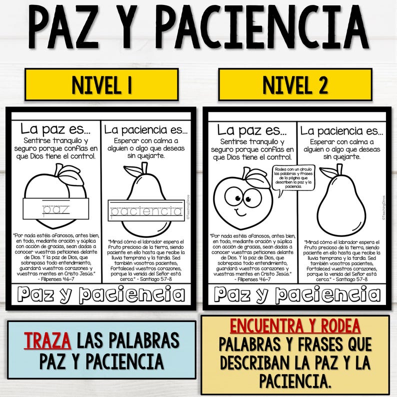 Fruit of the Spirit SPANISH Bible Craft Flip Book Activity | En Español ...