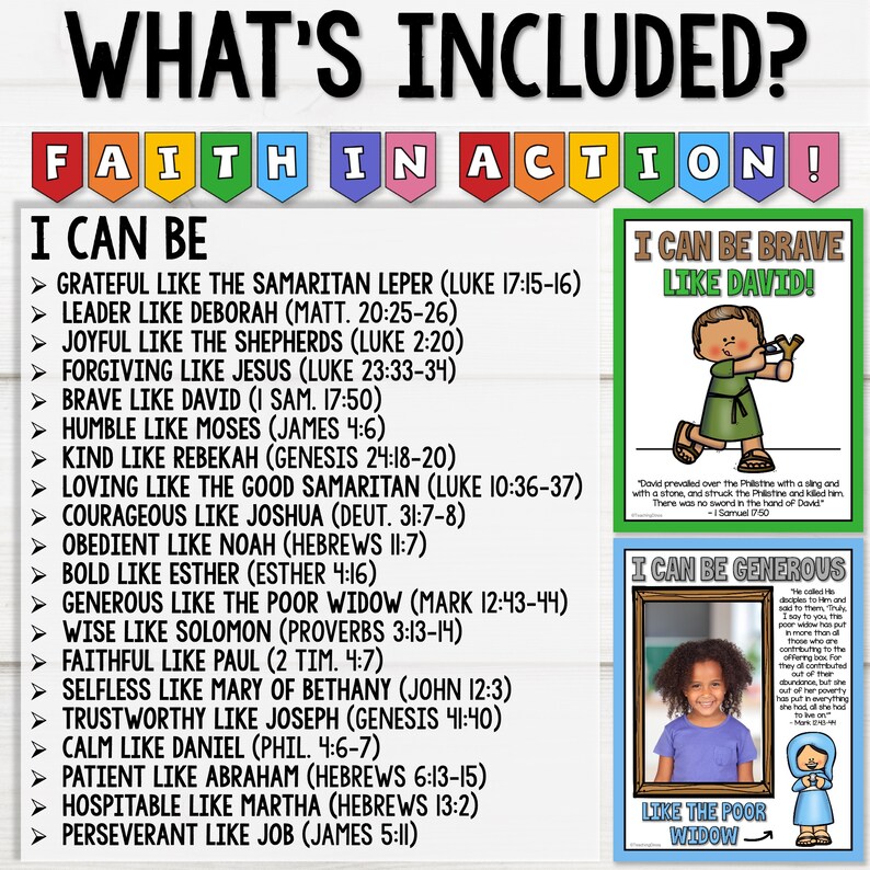 Biblical Character Trait Posters With Bible Verses | Classroom Bulletin ...