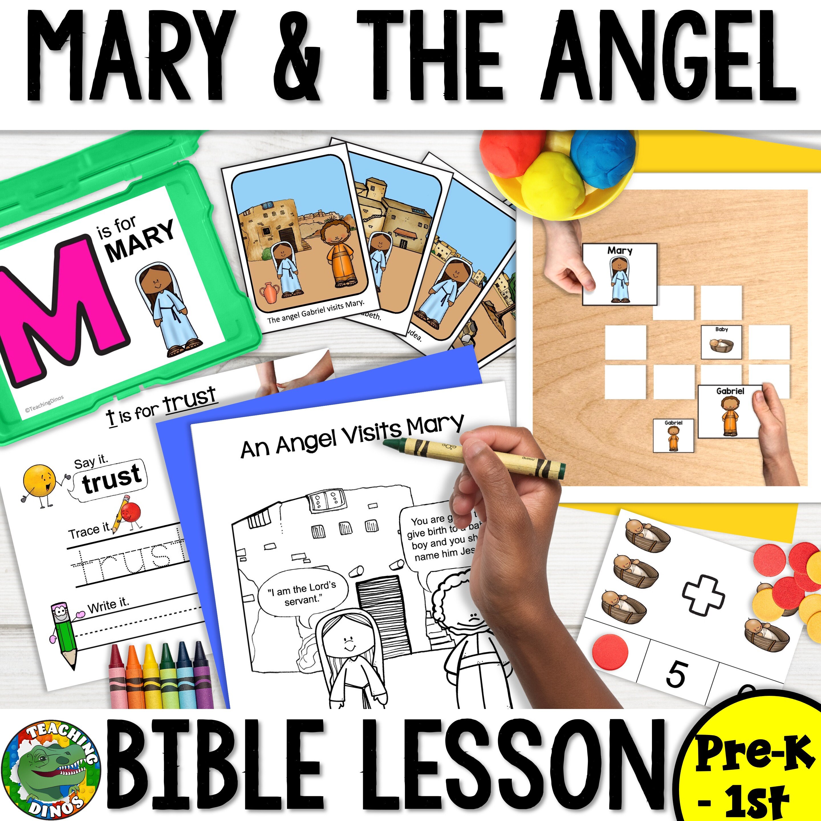 Mary and the Angel Bible Story BUNDLE Sunday School Bible Lesson Craft ...