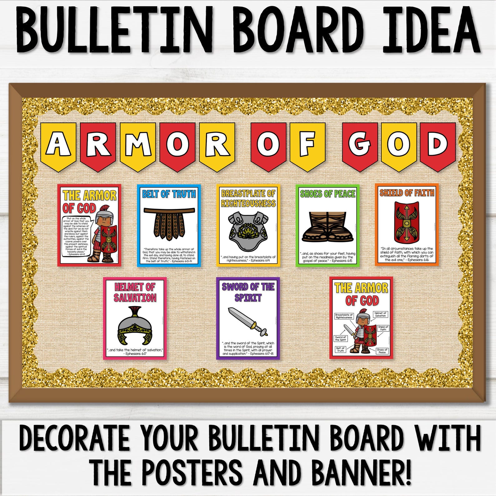 Armor of God Posters and Bible Crafts With Bible Verses | Classroom ...