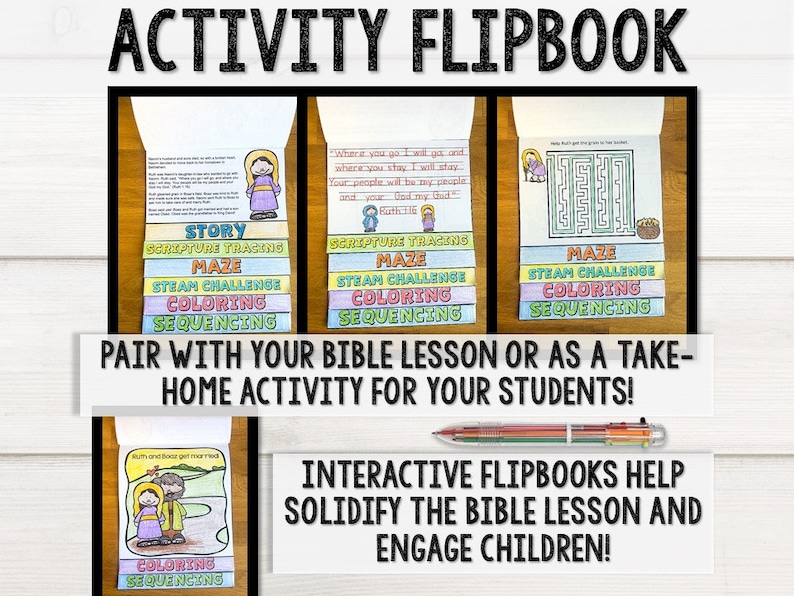 Ruth and Boaz and Naomi Bible Flip Book | Sunday School Bible Story ...