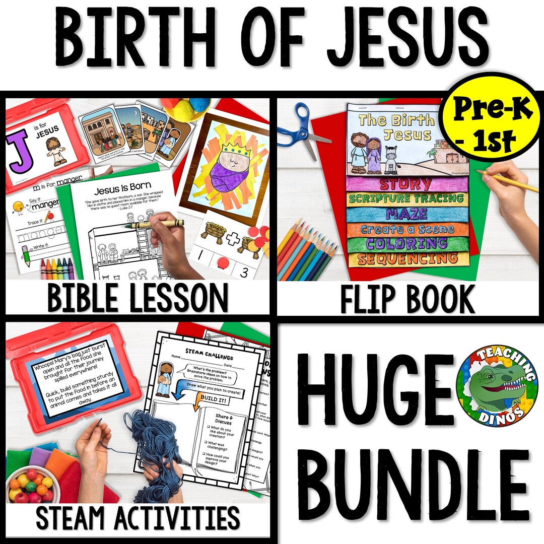 Birth of Jesus Nativity Bible Story BUNDLE Sunday School Bible Lesson ...