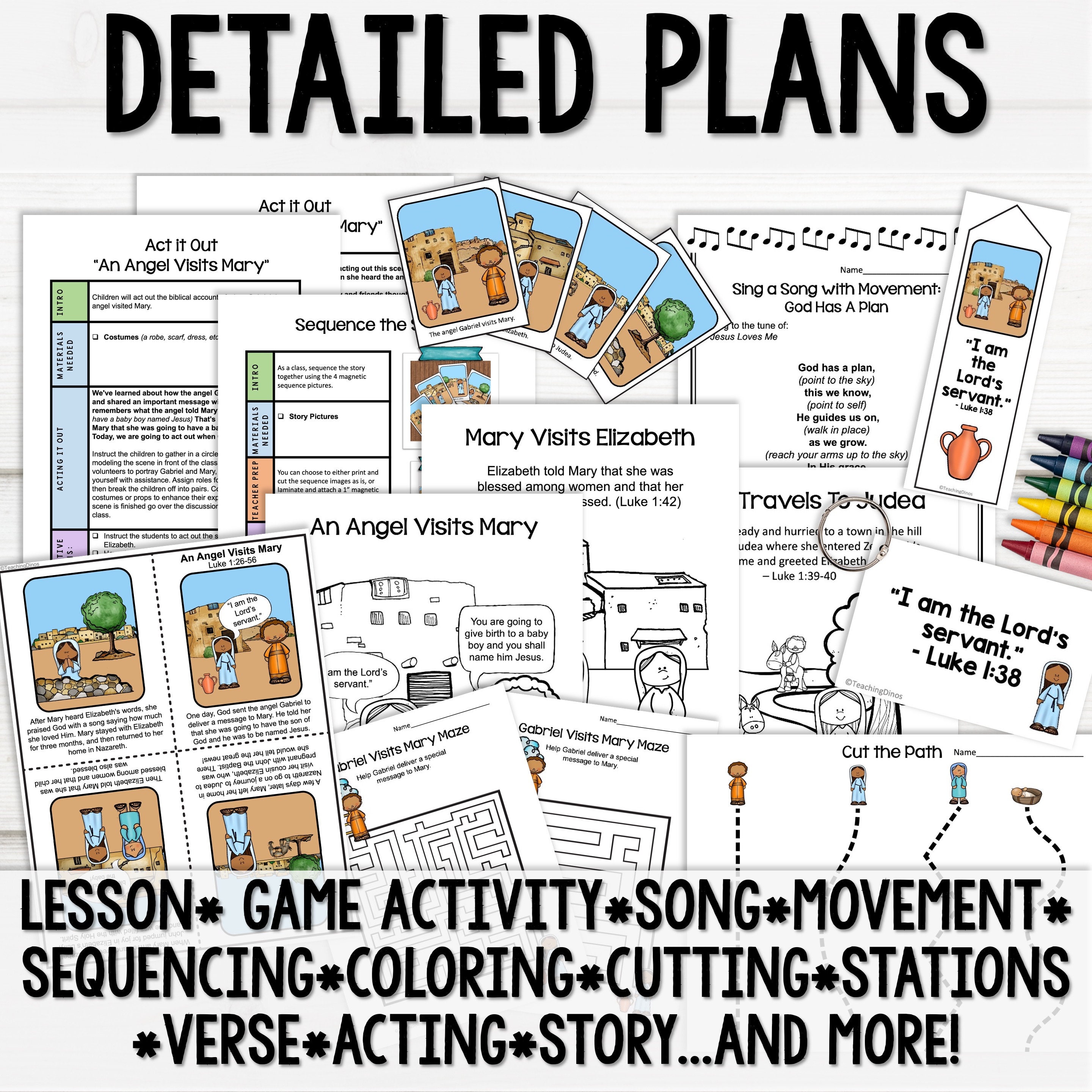 Mary and the Angel Bible Story BUNDLE Sunday School Bible Lesson Craft ...