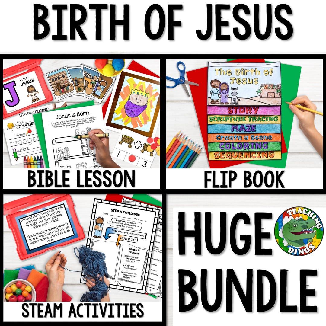 Christmas Birth of Jesus Nativity Bible Story BUNDLE | Sunday School ...