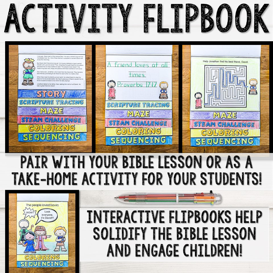 David, Jonathan and Saul Bible Story BUNDLE Sunday School Bible Lesson ...