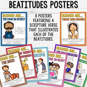 Beatitudes Posters With Bible Verses | Christian Classroom Decor ...