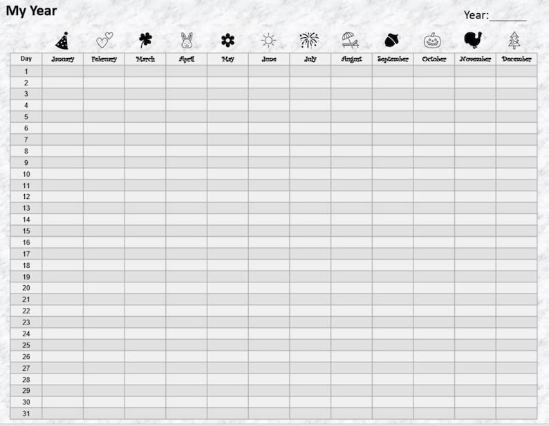 3 Files - Year at a Glance, Week at a Glance & Big Goal Planners - Etsy