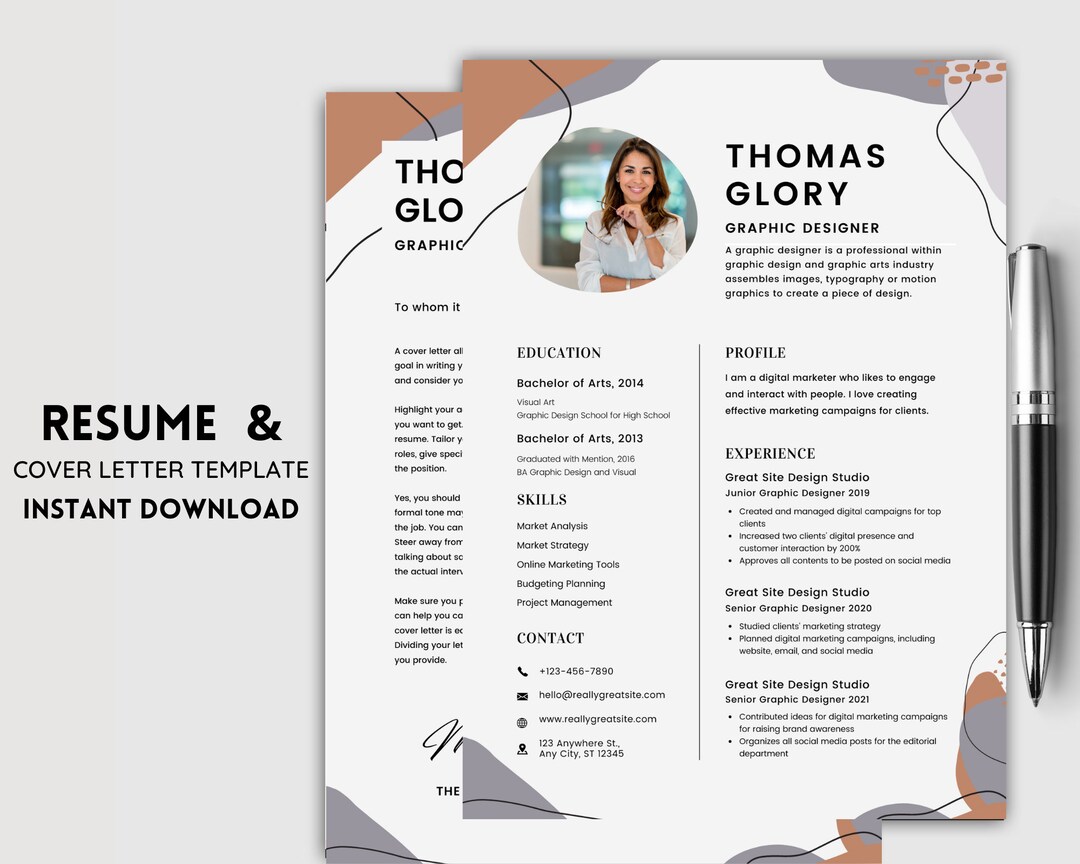 Minimalist Resume Template Digital Download Modern CV Modern Template ...