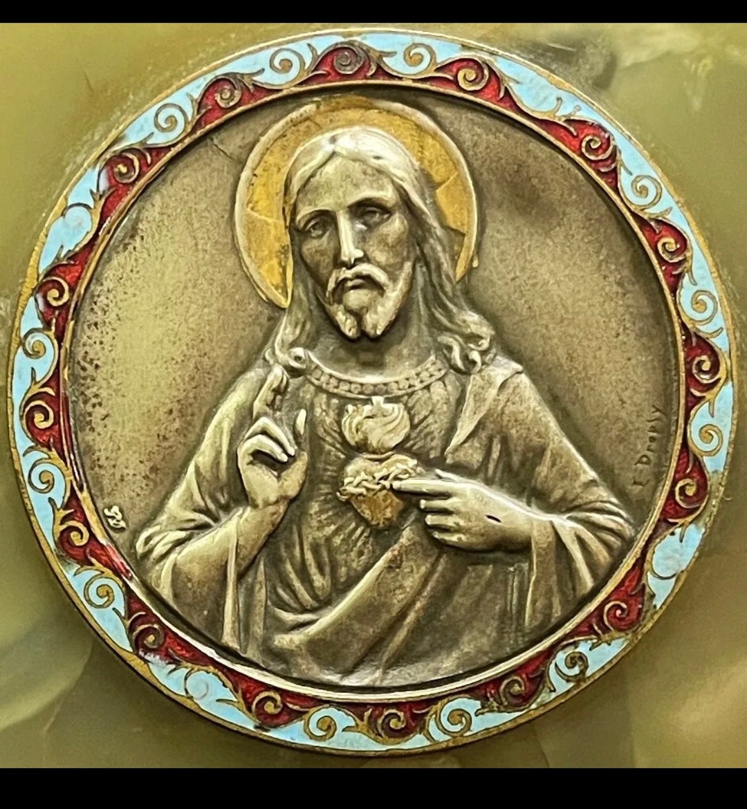 By Dropsy France Sacred Heart of Jesus Christ Enamel, to Hang, Family ...