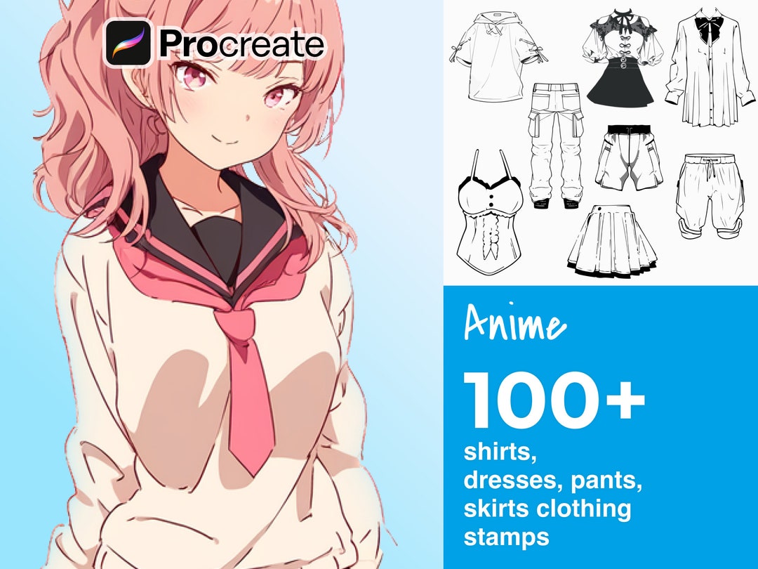 105 Procreate Anime Style Clothing - Detailed Realistic Easy Brushes ...
