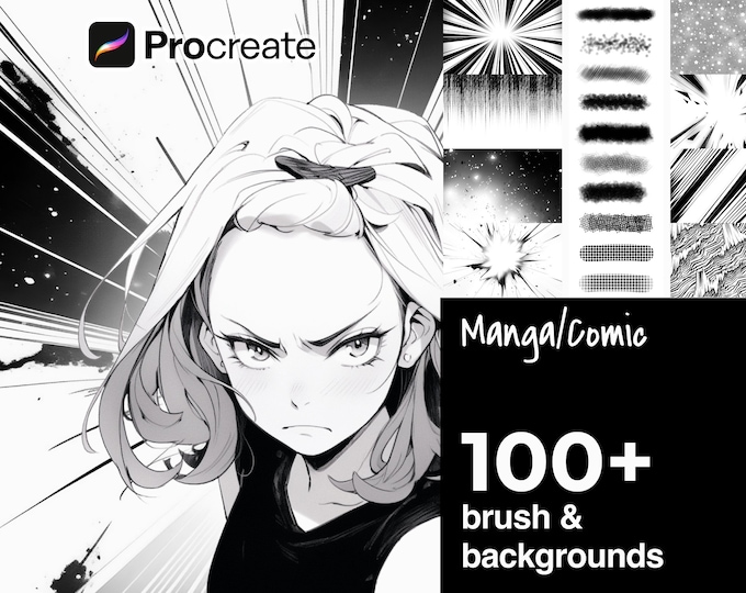 48 Manga Tones & Essential Procreate Brushes, Digital Brushes, Comic ...