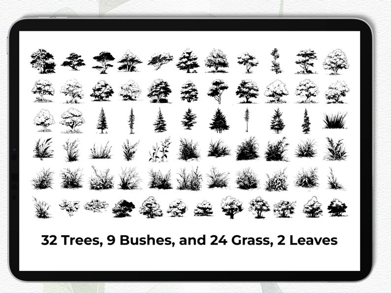 105 Procreate Nature Stamps, Trees, Grass, Rocks (digital Download) - Etsy