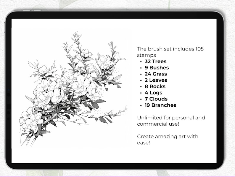 105 Procreate Nature Stamps, Trees, Grass, Rocks (digital Download) - Etsy
