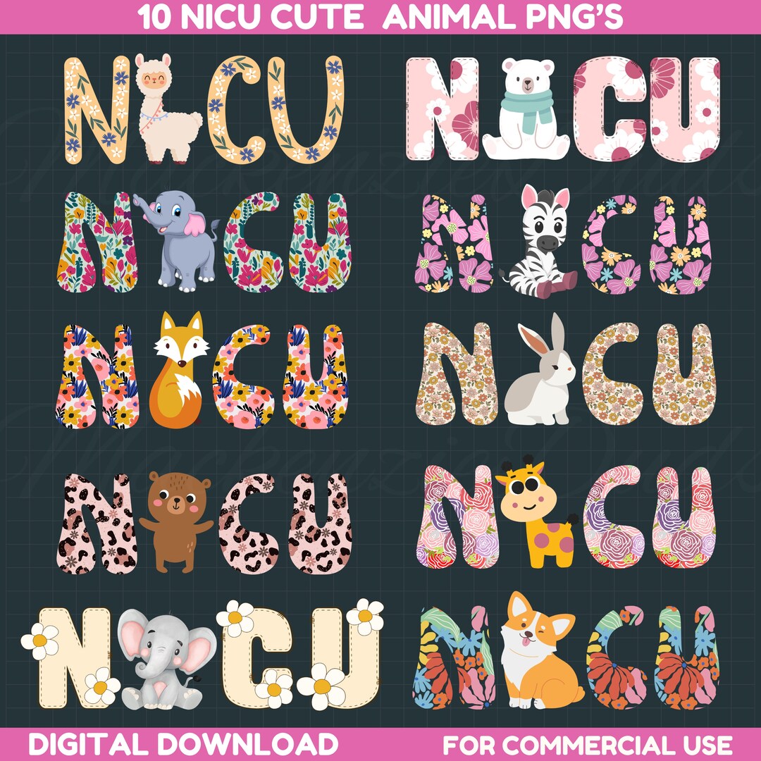 NICU Nurse Animal PNG, Pediatric Floral Nurse , NICU Nurse Sublimation ...