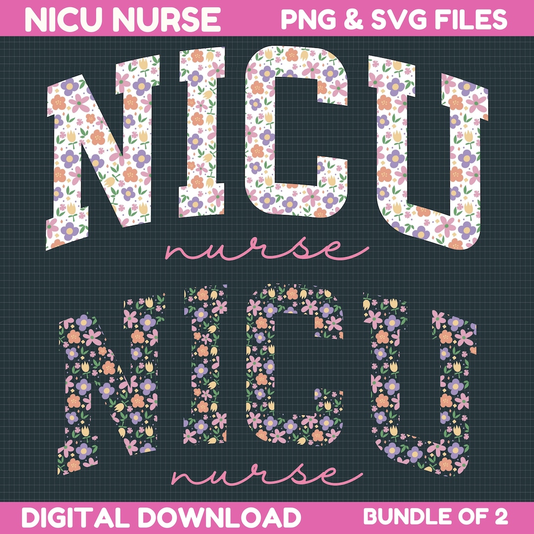 Floral NICU Nurse SVG, Pastel NICU Varsity Nurse Png Sublimation ...