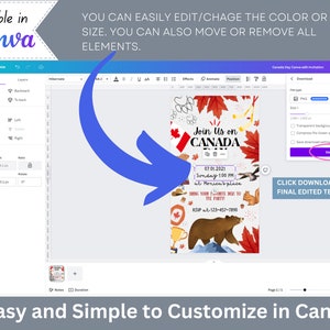 Editable Canada Day Celebration Invitation Canva Template Canada Day ...