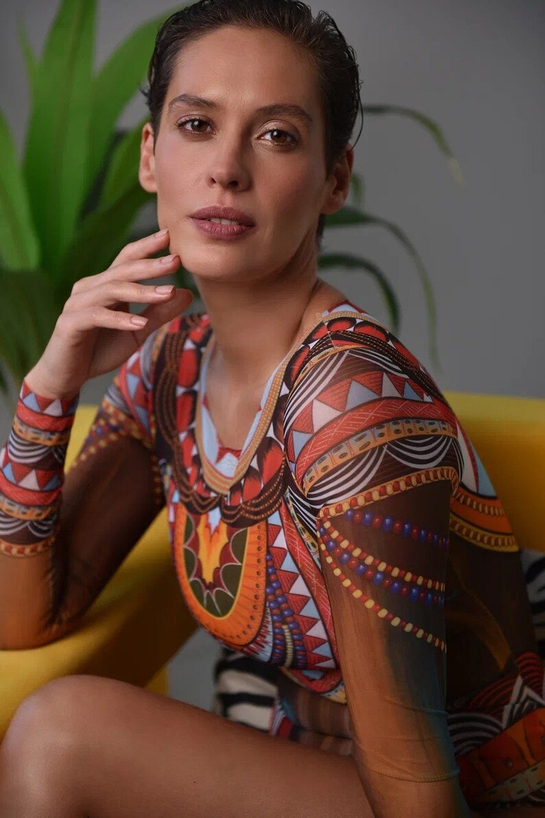 Africa No Tan Lines One Piece Smart Swimsuit With Sleeves Etsy