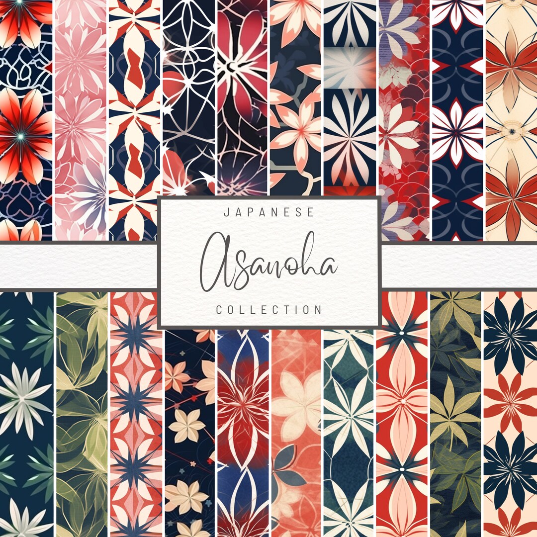 Japanese Asanoha Seamless Pattern 20 PNG Files Digital Paper Printable ...