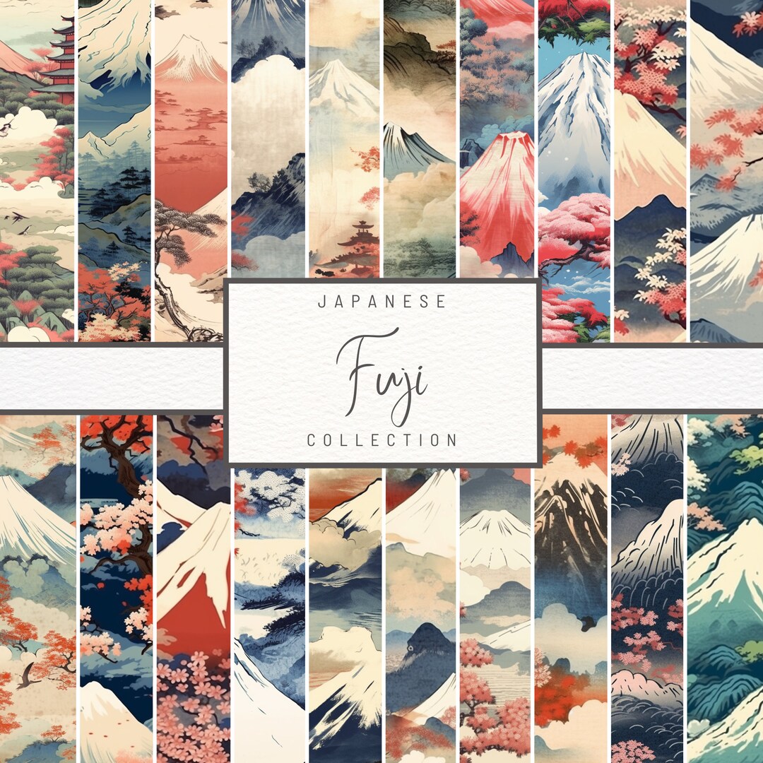 Japanese Fuji Seamless Pattern 20 PNG Files Digital Paper Fuji Pattern ...