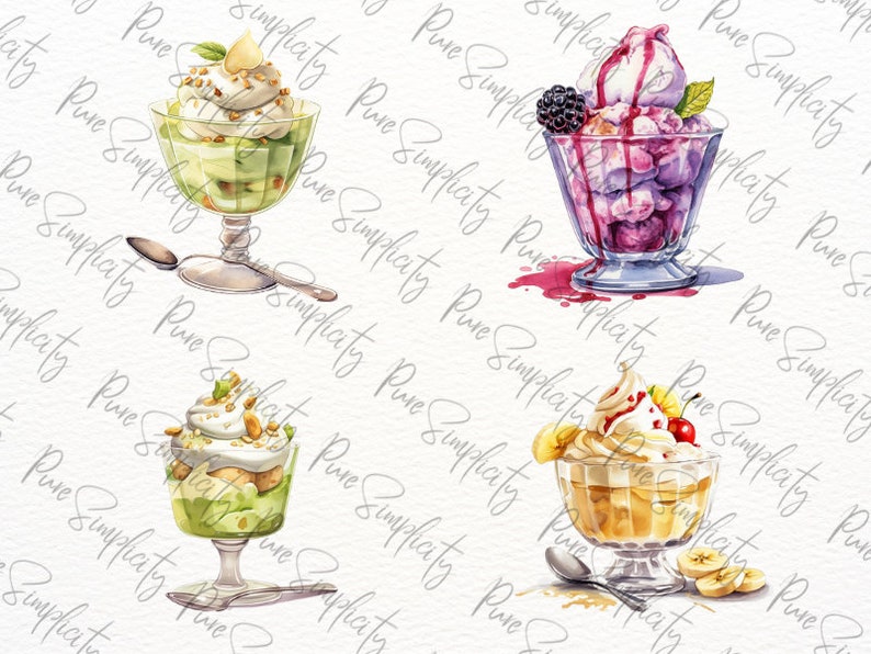 Watercolour Ice Cream Sundae Clipart 24 PNG Format Watercolour Clipart ...