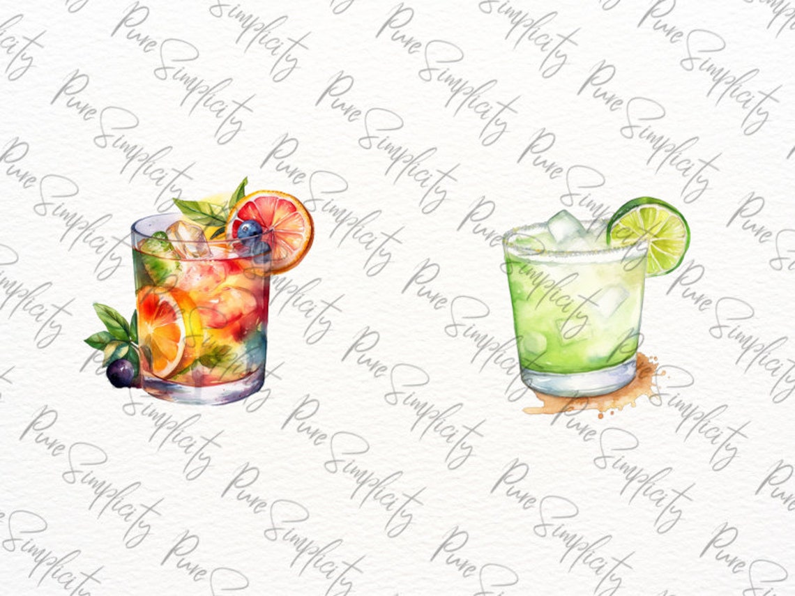 Watercolour Summer Cocktail Clipart 20 PNG Format Watercolour Clipart ...