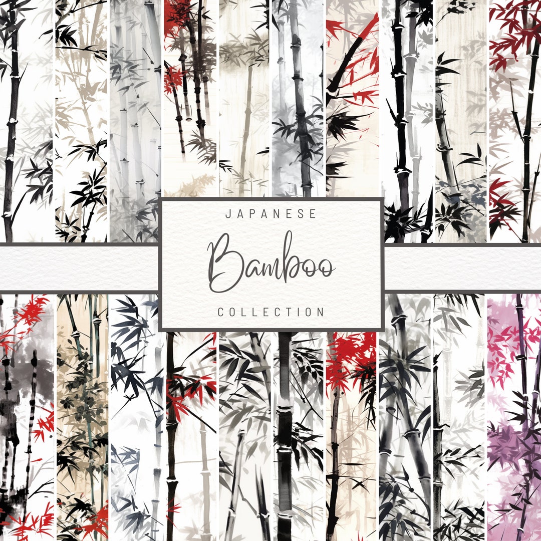 Japanese Bamboo Seamless Pattern 20 PNG Files Digital Paper Printable ...
