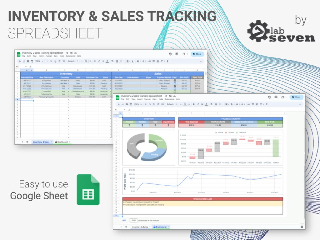 Inventory & Sales Tracking Spreadsheet (google Sheet) - Etsy