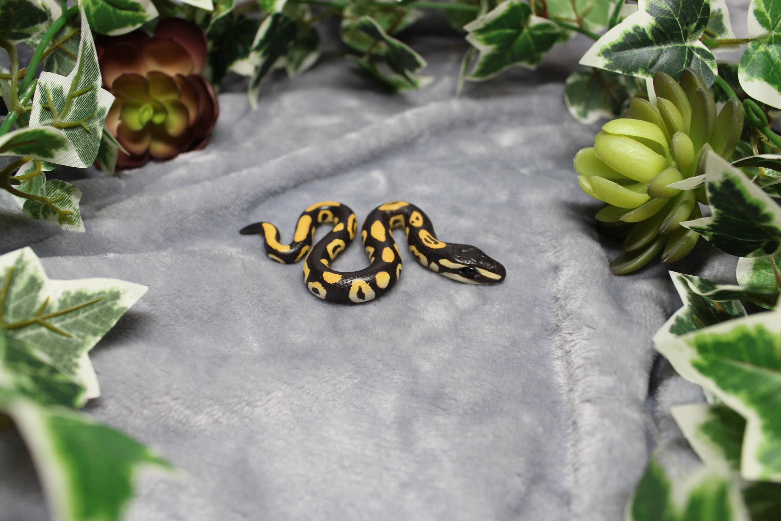 Snake Polymer Clay / Ball Python / Handmade Snake Trinket Snake Charm ...