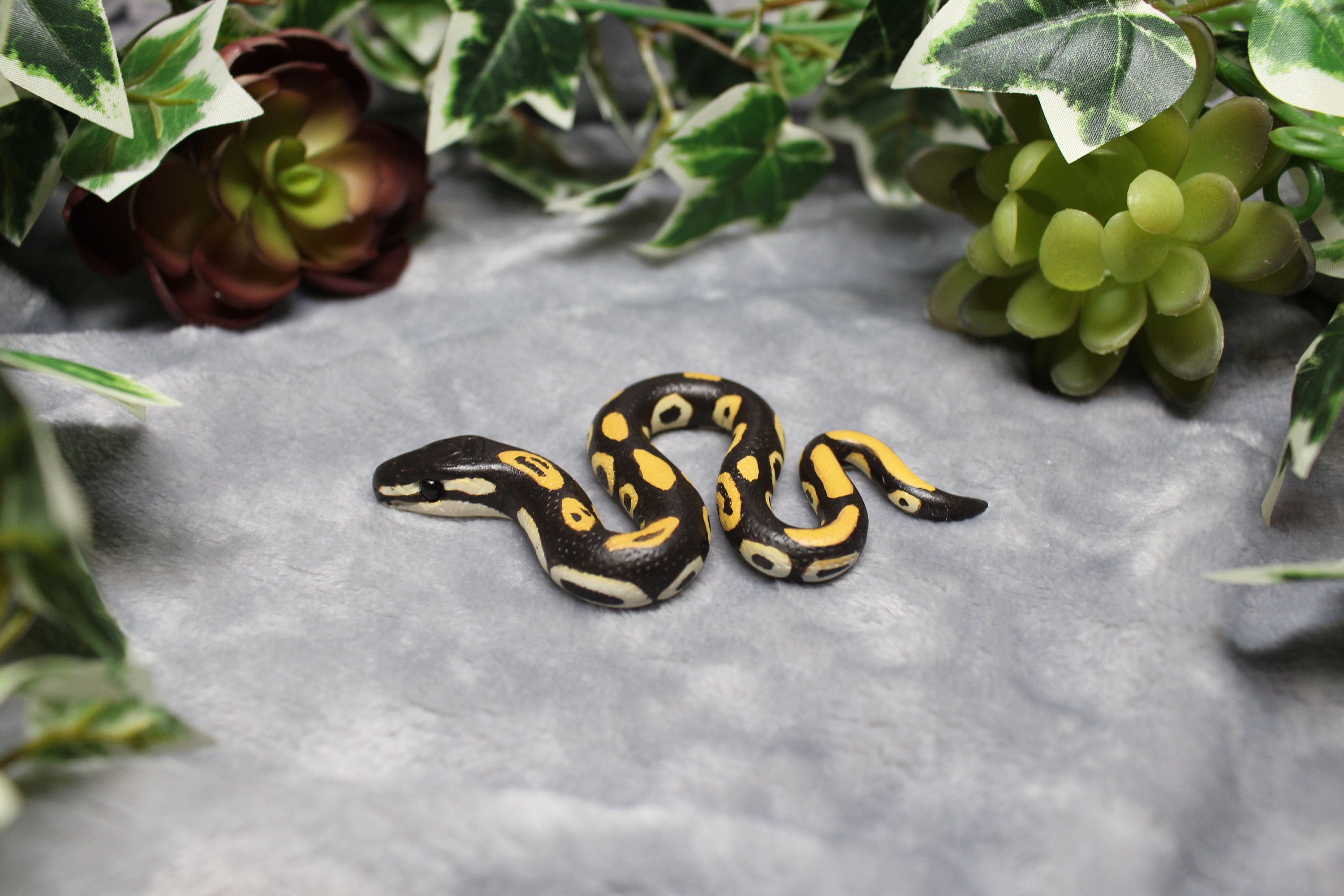 Snake Polymer Clay / Ball Python / Handmade Snake Trinket Snake Charm ...