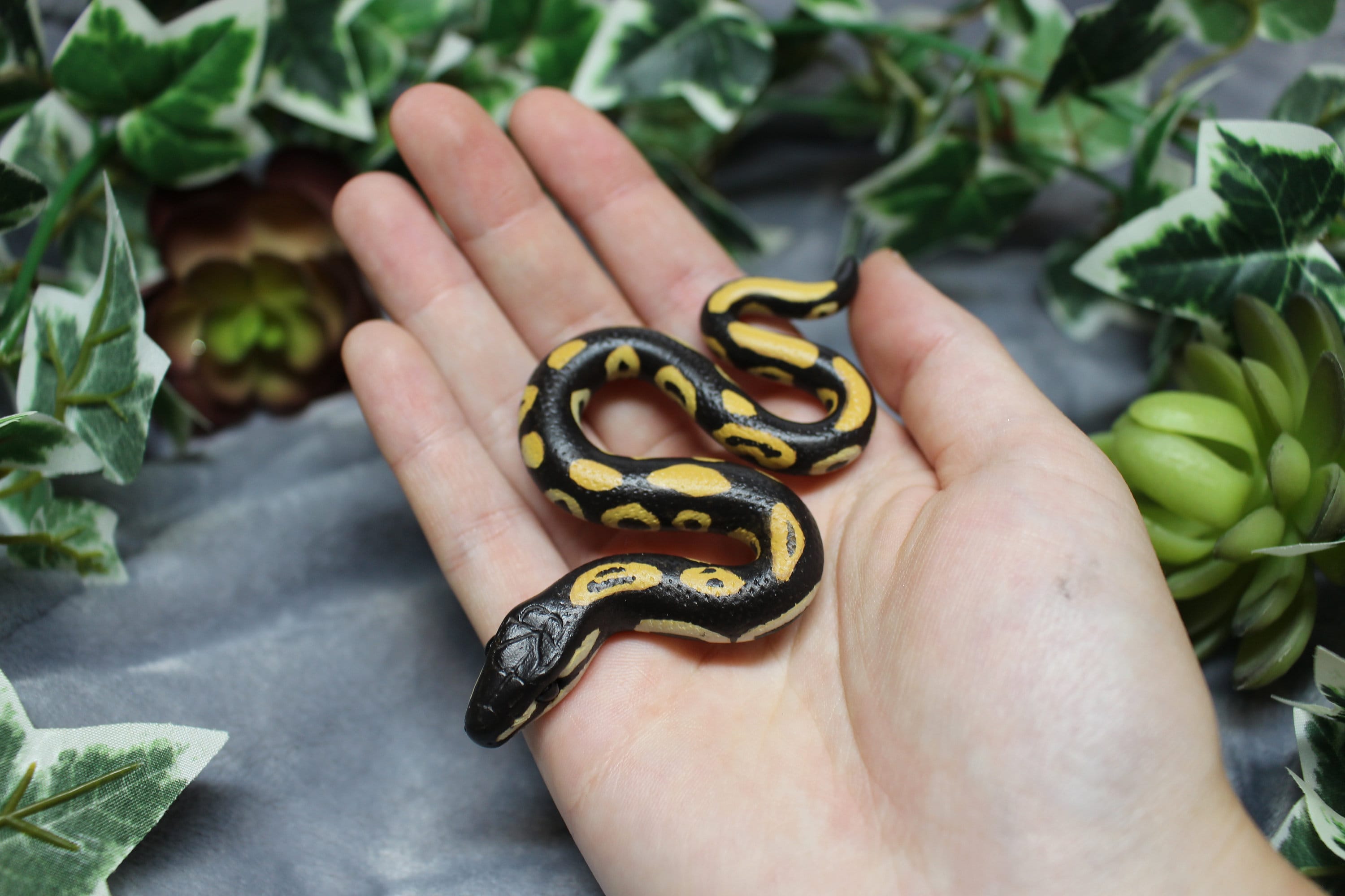 Snake Polymer Clay / Ball Python / Handmade Snake Trinket Snake Charm ...