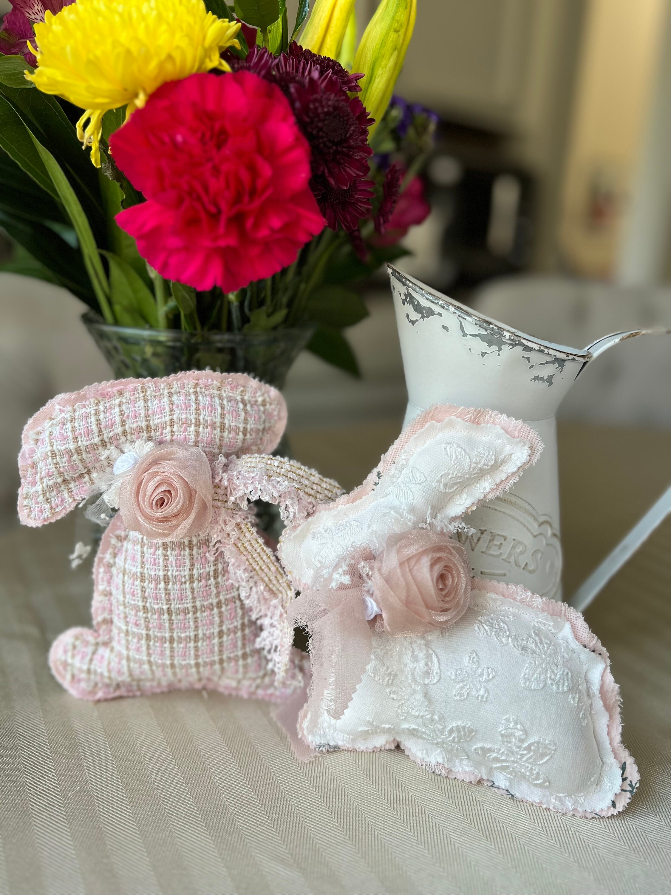 Stuffed Easter Bunny, Fabric Easter Bunny , Spring Tiered Tray Decor ...
