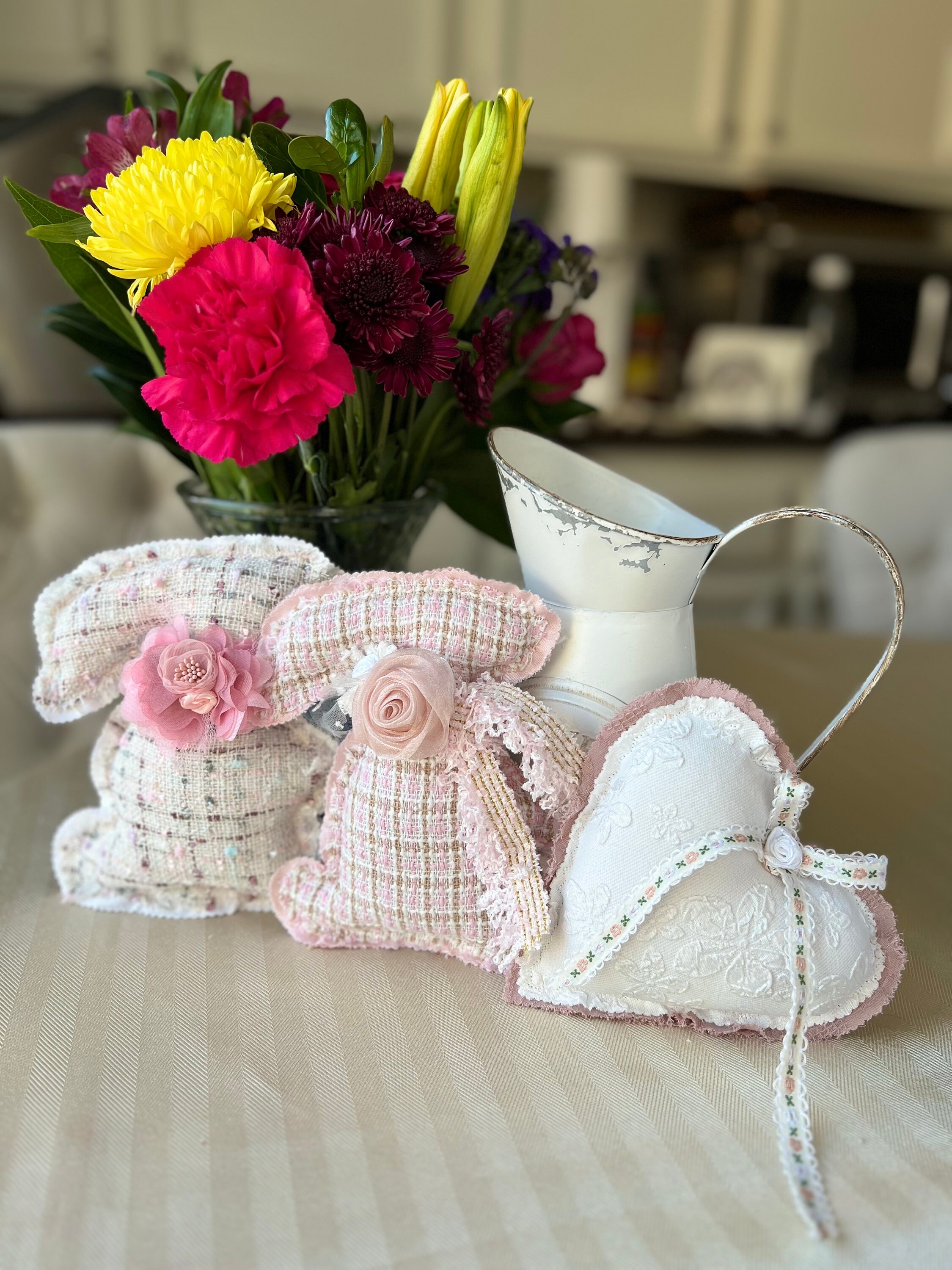 Stuffed Easter Bunny, Fabric Easter Bunny , Spring Tiered Tray Decor ...