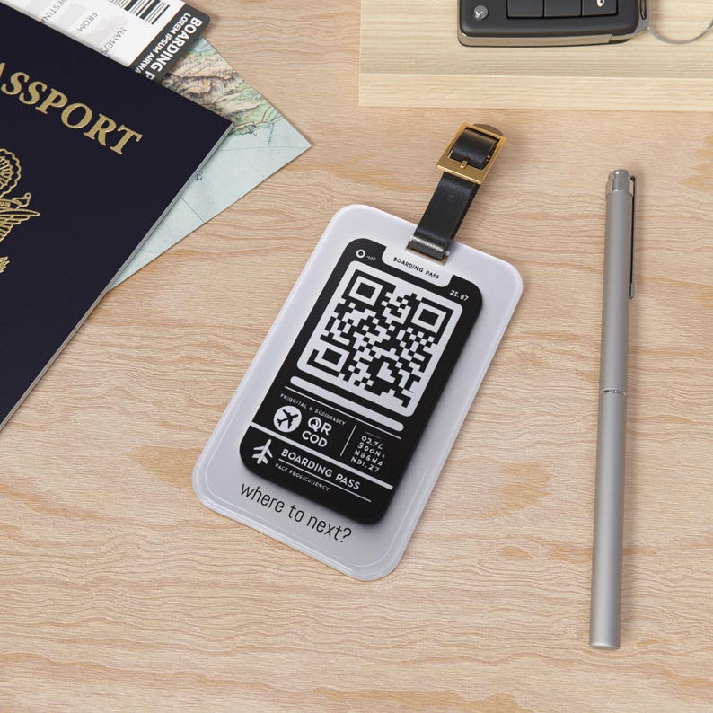 Luggage Tag - Boarding Pass QR Code Design - Etsy