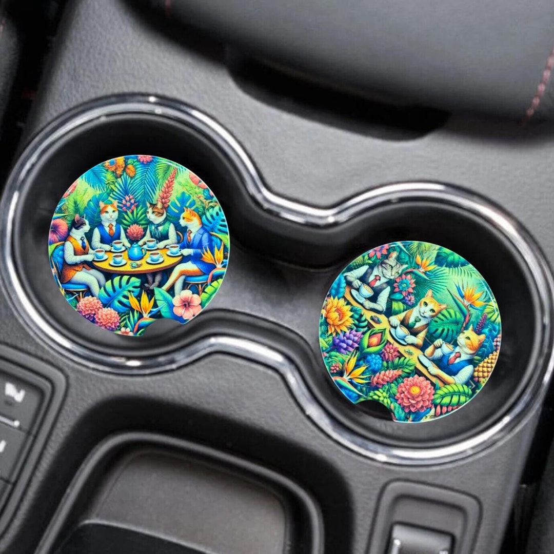 Cat Ceramic Car Coaster | Car Decor | Custom Coasters | Cute Coasters ...