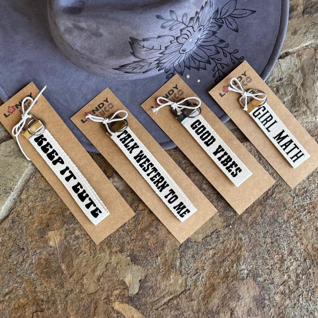 Boho Canvas Key Fob Wristlet: Personalized Keychain Lanyard Gift ...