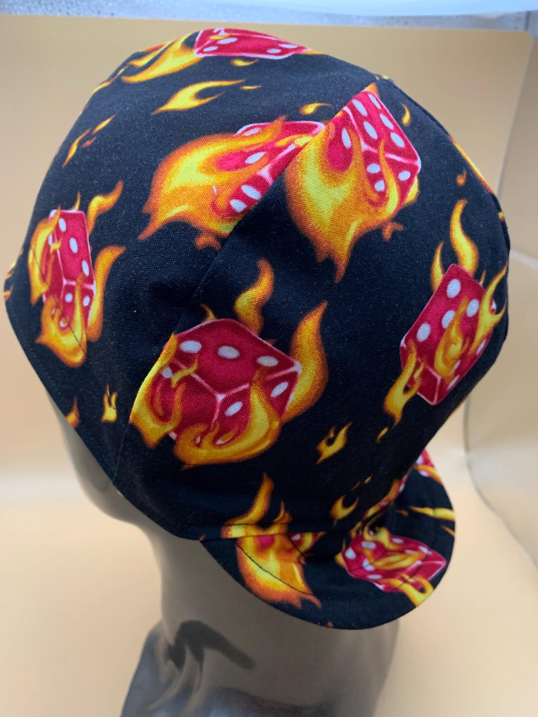 Quality, Pre-shrunk, Handmade Welding Caps! Flaming Dice! - Etsy