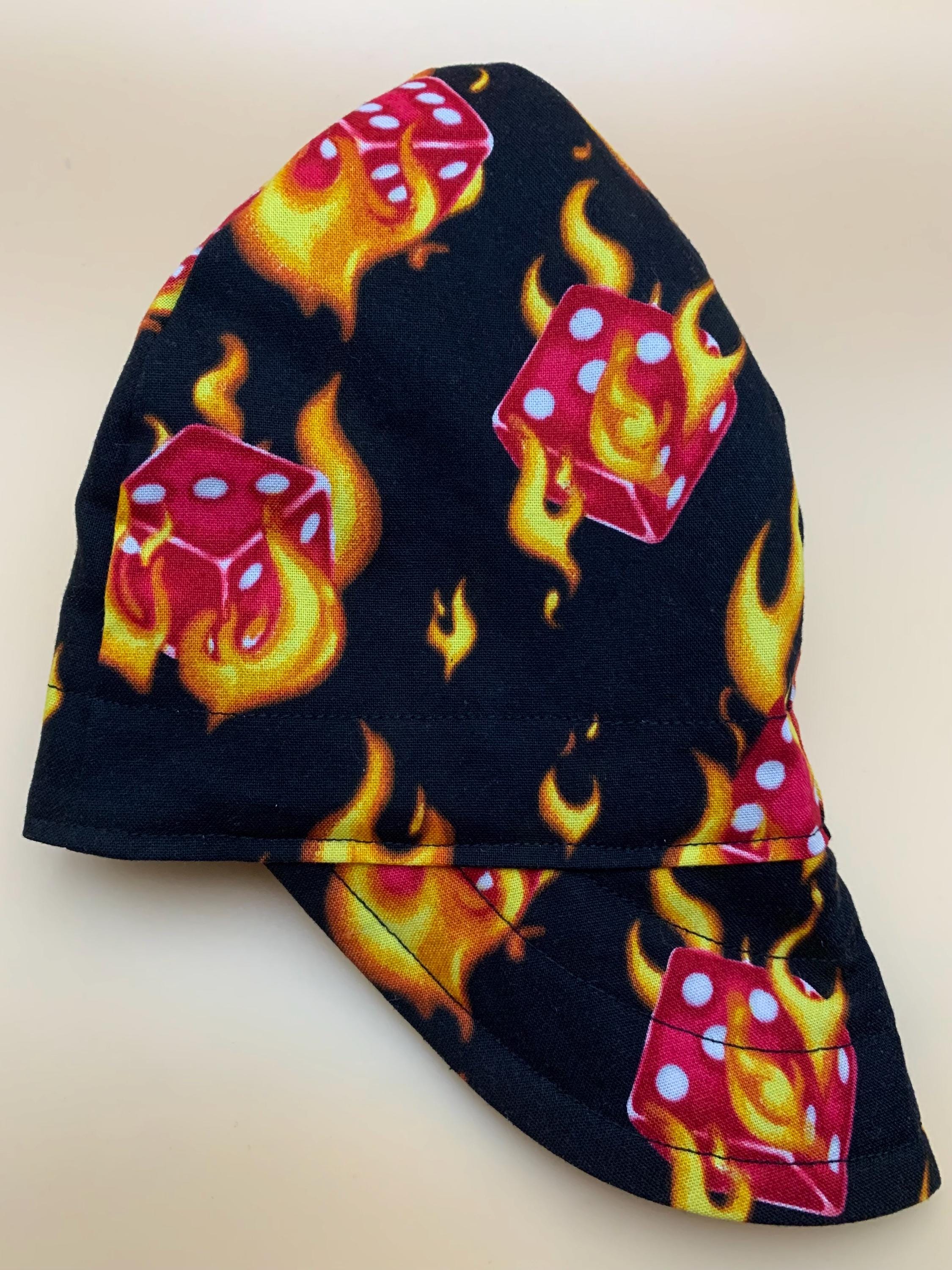 Quality, Pre-shrunk, Handmade Welding Caps! Flaming Dice! - Etsy