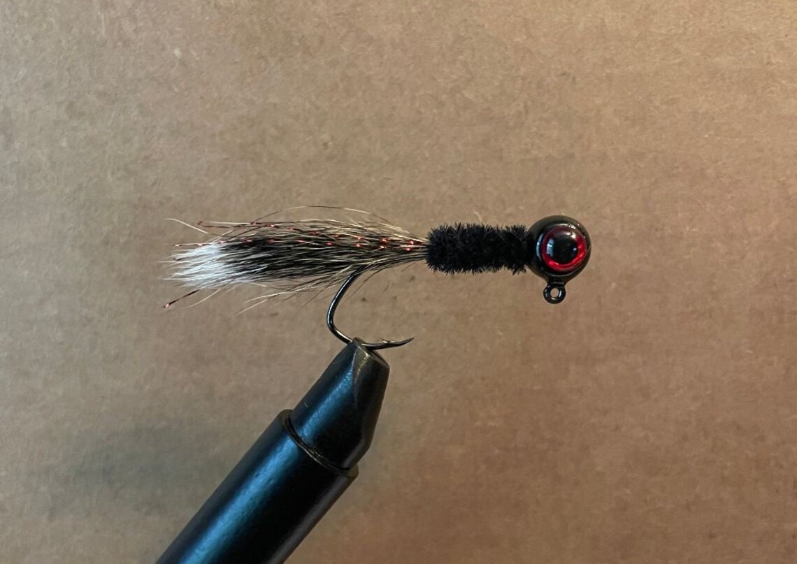 Hand Tied Crappie Jigs (black and Squirrel Tail) Quantity 3 (multiple ...