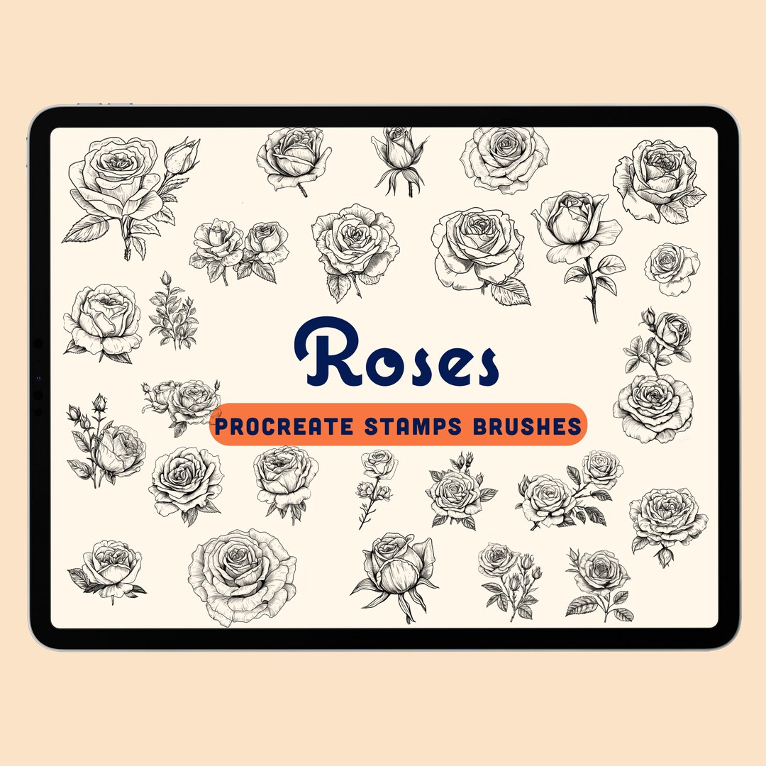 Procreate Roses Stamp Brush, Roses Tattoo Brush Set, Procreate Tattoo ...