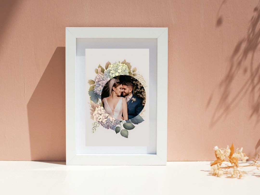 Floral Frame Template, Wedding Photo Frame Template, Editable Template ...