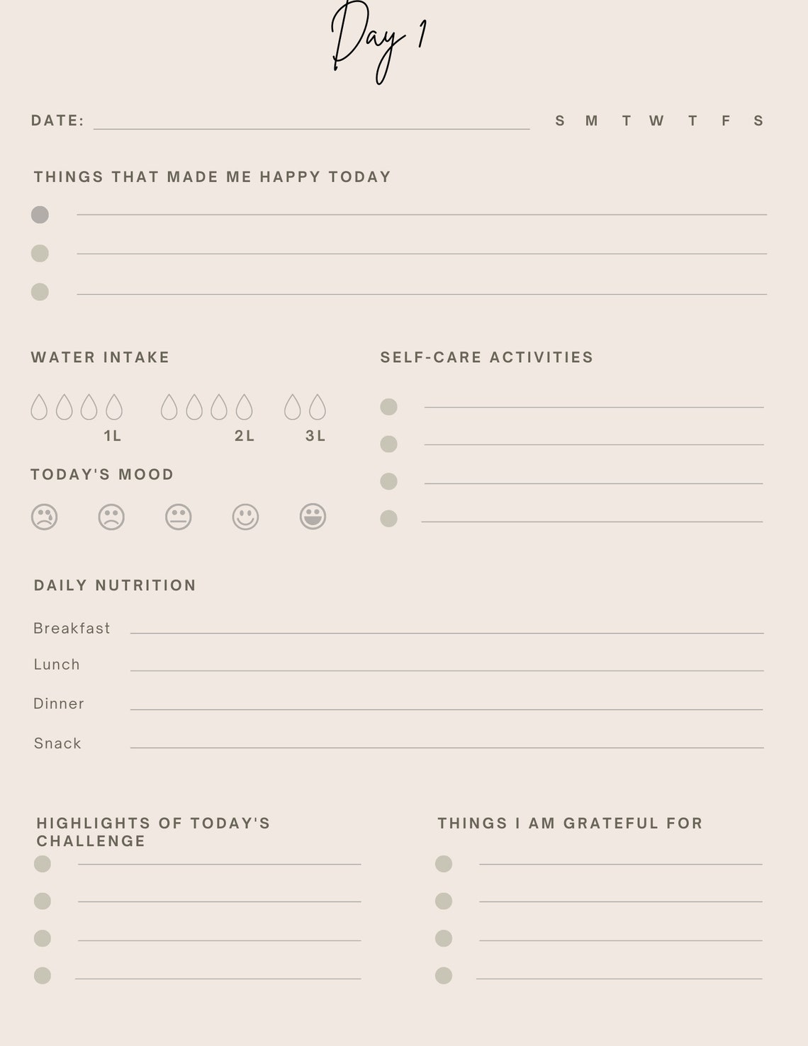 30 Day Self Care Challenge Planner - Etsy