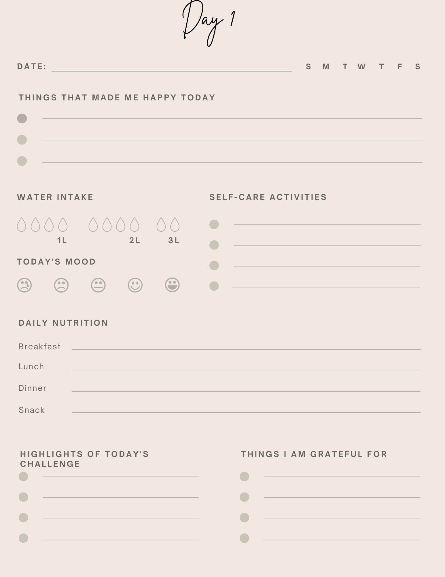 30 Day Self Care Challenge Planner - Etsy