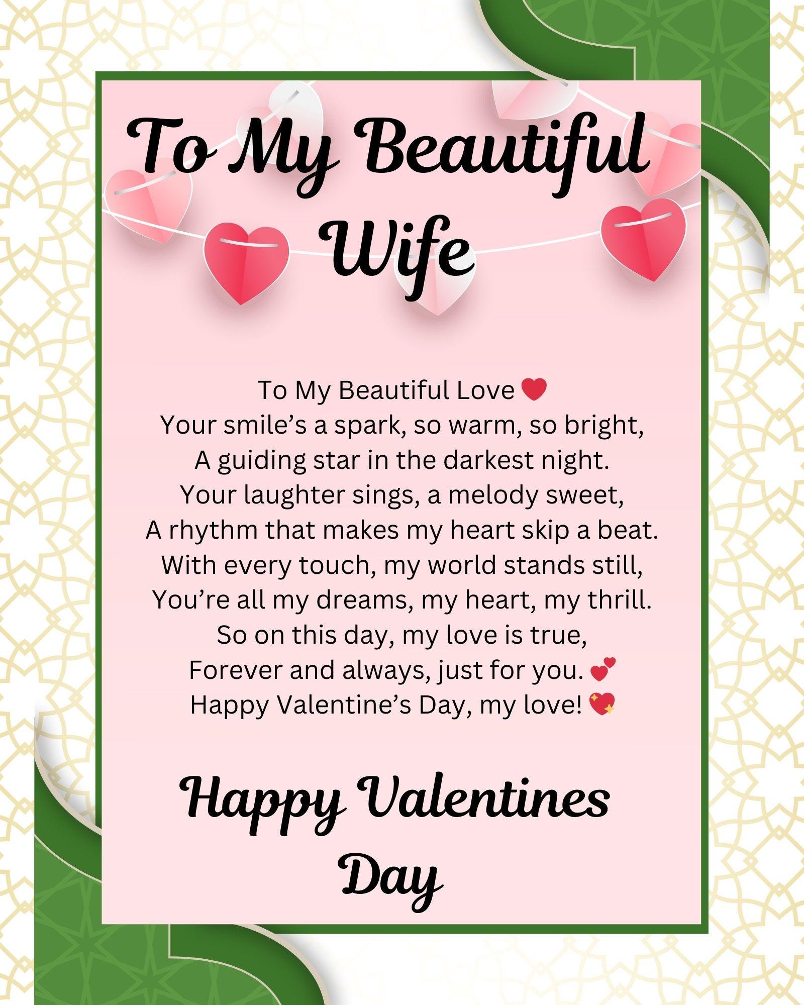 Valentines Day Poem to My Wife Printable Download - Etsy Australia