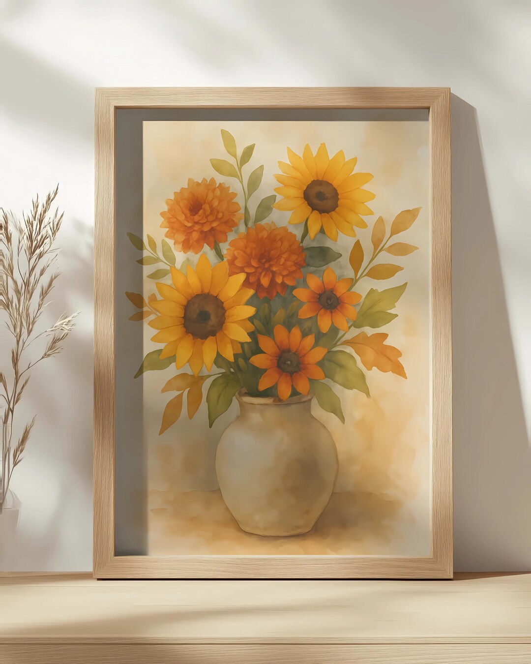 Autumn Chair Watercolor Print: Rustic Thanksgiving Wall Art (digital ...