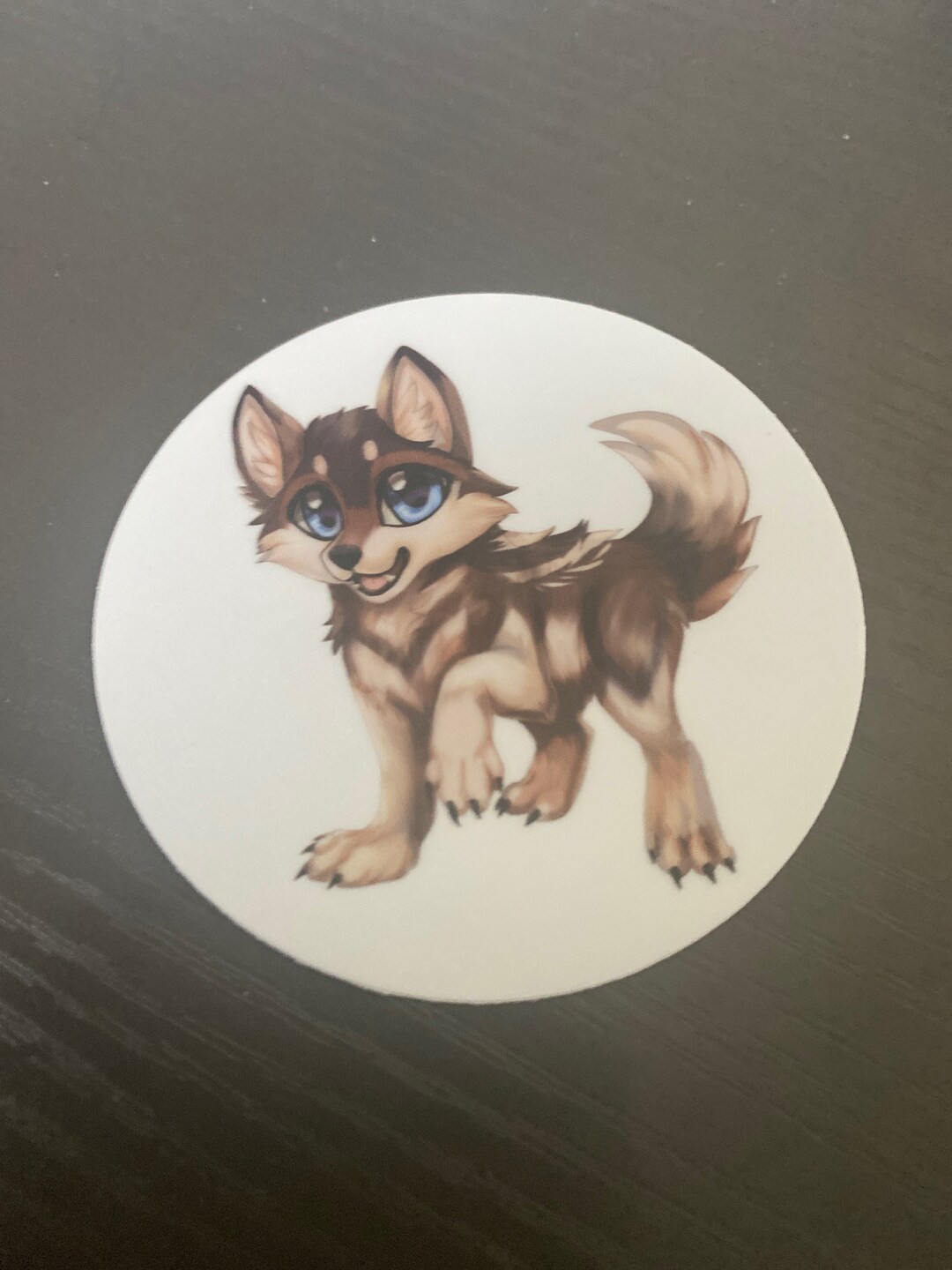 Brown Wolf Cub Medium 3 X 3 Round Sticker, Wolf Sticker, Wolf Cub ...